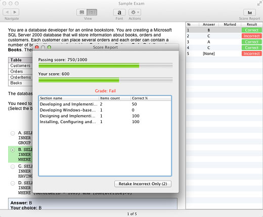 Exam Testing Engine for Mac